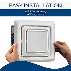 Broan-NuTone FG600S LED Lighted Grille Upgrade for Bathroom Ventilation Fans, Easy Installation , DIY, White, Square