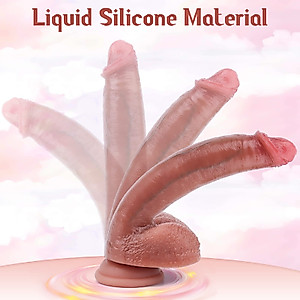 Yontuy Realistic Dildo for Women, Anal G-Spot Dildo with Lifelike Glans Veins Testicles & Hands-Free Strong Suction Cup, 8.5'' Liquid Silicone Realistic Dildos Adult Sex Toys for Vaginal Anal Play
