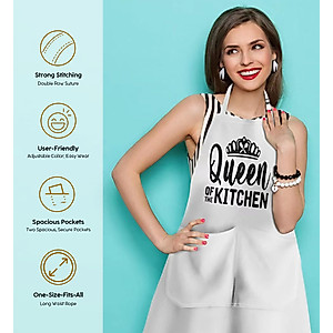 King & Queen Apron Set - Wedding Engagement Gifts for Couples, Funny Kitchen Gifts for Couples, Husband, Wife, Boyfriend, Girlfriend, Him Her, Bridal Shower Gifts, Unique Valentine's Day gifts ideas