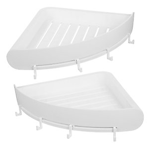 HOMSFOU 3 Sets Corner Shelf Corner Storage Rack Hanging Floating Shelves Glass Shelving Bath Corner Corner Wall Shelves Corner Floating Shelves Abs White Towel Storage Corner