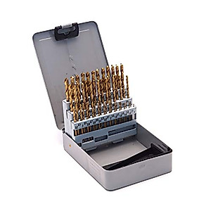 51-Piece Metric Index Drill Bit Set, 1.0-6.0 mm in 0.1 mm Increments, HSS with Titanium Nitride (TiN) Coating