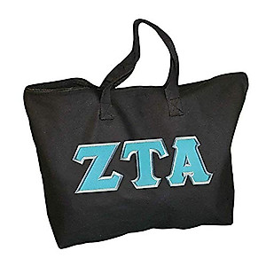 Zeta Tau Alpha ZTA Lettered Tote Bag Black