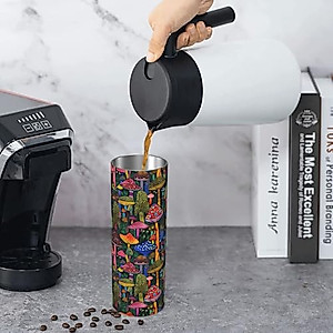 KrylDosxy Colorful Mushrooms 20 oz Stainless Steel Cups with Lid - Insulated Iced Coffee Travel Mug, Reusable Tumbler for Hot and Cold Drinks