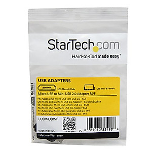 StarTech.com Micro USB to Mini USB 2.0 Adapter M/F - Micro to Mini USB Adapter - Mini USB Adapter - Micro USB to Mini USB (UUSBMUSBMF), Black