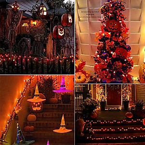 C6 Orange Halloween Lights, Waterproof 8 Mode Solar Halloween String Lights, 21Ft 50LED Orange Solar Christmas Lights C6 Strawberry Lights for Halloween Decoration Thanksgiving Day Christmas Holiday