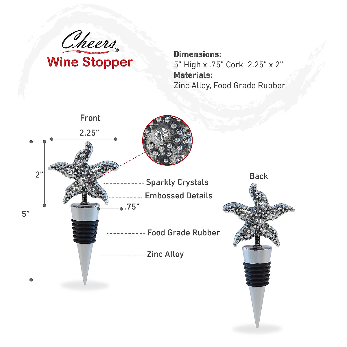 Cheers Metal Wine Stopper - Starfish