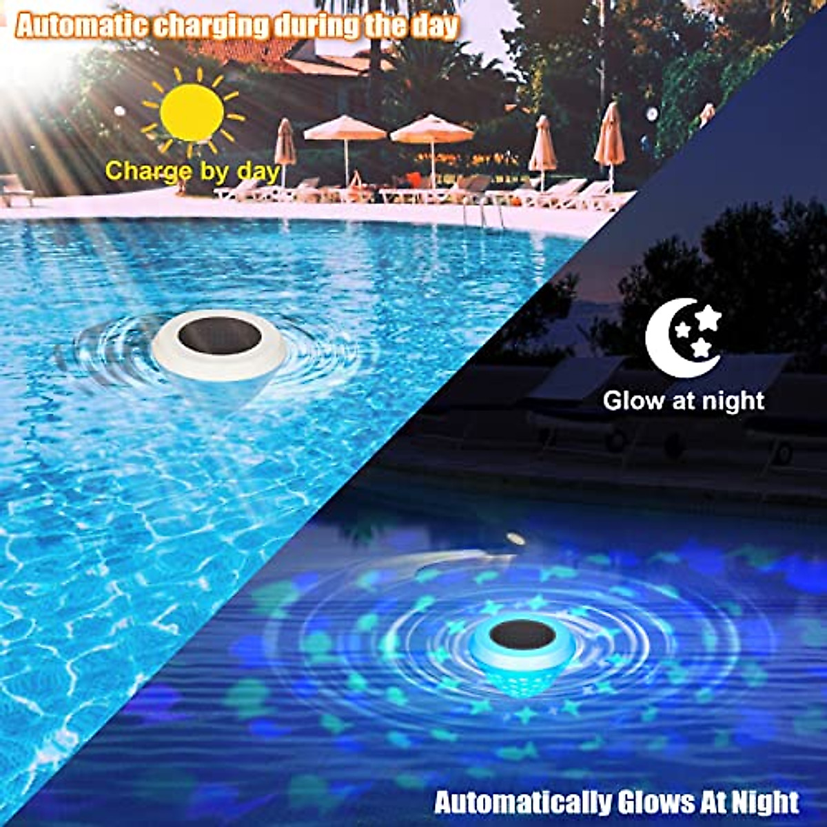 Solar Floating Pool Lights,Color Changing Fish Pattern Swimming Pool Lights,Glow in The Dark LED Pool Floating Fish Lights,IP67 Waterproof Outdoor Pool Lights That Float for Pool,Pond,Hot tub-2 PACK