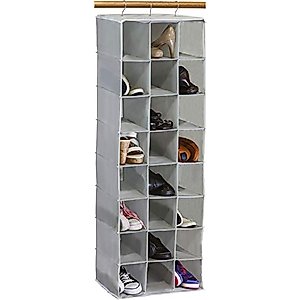 Simple Houseware 24 Section Hanging Shoe Shelves Closet Organizer, Gray