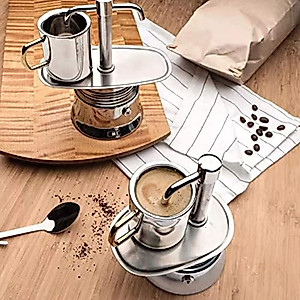 Single Spout Mocha Pot, Stainless Steel Espresso Maker Coffee Pot Lightweight Cafe Maker Portable Outdoor Camping Brewed Coffee Cup for All Electric Ceramic Gas Stovetops(200ml)