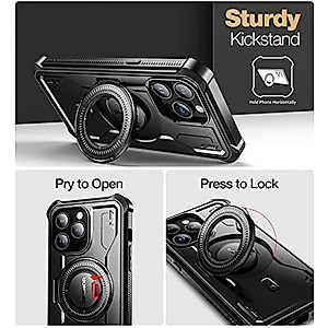 Dexnor Magnetic Case for iPhone 14 Pro Max, Compatible with MagSafe, [Built in Screen Protector and Kickstand] Full-Body Heavy Duty Case Protective Cover for iPhone 14 Pro Max 6.7 Inch, Black