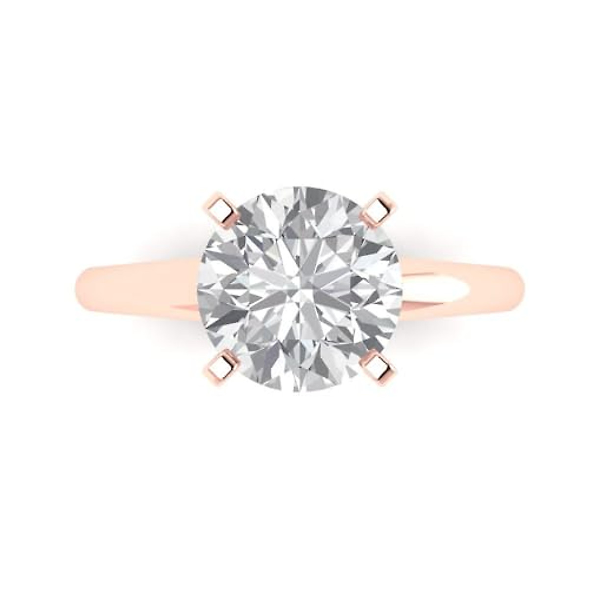 Clara Pucci 2.50ct Round Cut Solitaire Moissanite Excellent Engagement Bridal Promise Anniversary Ring in 18K Rose Gold Size 8.75