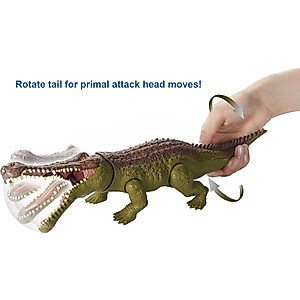 Mattel Jurassic World Massive Biters Sarcosuchus Dinosaur Action Figure Toy, Posable Large Species, Strike & Chomp Motion