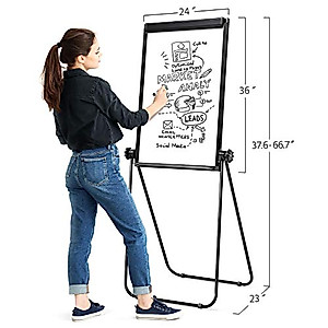 Yaheetech Stand White Board Magnetic 36x24 inches Dry Erase Board Double Sided Adjustable Flipchart Easel Portable Whiteboard with Flipchart Hook for Tabletop Presentation Discusssion Meeting Teaching
