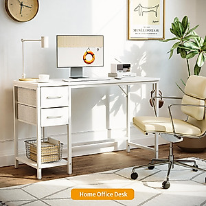CubiCubi Computer Desk with 2 Drawers, 40 Inch Small Home Office Desk Study Writing Table, White