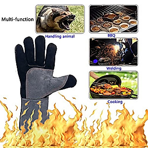 Haulonda Welding Gloves,16inch 932°F Fire/Heat Resistant Gloves for Forge Tig Mig Fireplace Grill BBQ Stove Oven Baking,Pruning flowers Gardening Campfire