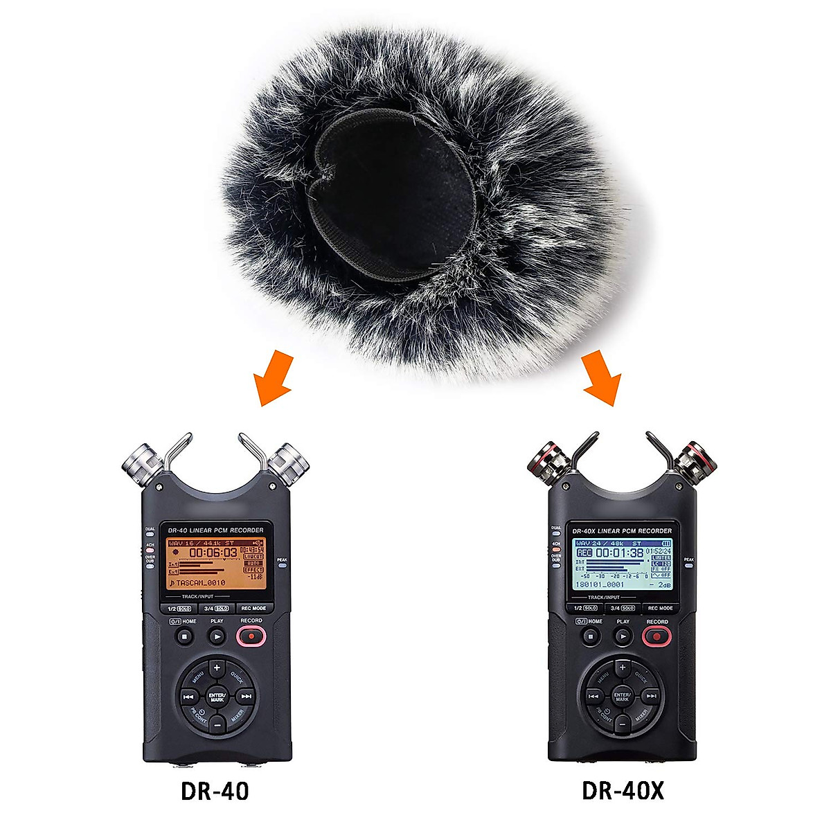 Microphone Windscreen For Tascam DR-40X DR40X Mic Recorders,Furry Tascam Windscreen Cover by SUNMON