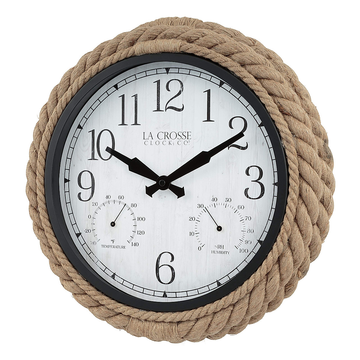 La Crosse Clock 433-3836 14-inch Rowan Indoor/Outdoor Rope Analog Quartz Wall Clock