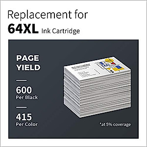 LemeroSuperx Remanufactured Ink Cartridge Replacement for HP 64 64XL 64 XL Work for Envy Photo 7120 7130 7132 7155 7164 7830 7820 7855 7858 6230 6220 6232 6255 6252 (Black Tri-Color, 2 Pack)