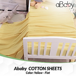 Crib & Toddler Poly/Cotton Sheets - Color: Yellow - Flat