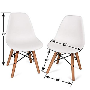 UrbanMod Kids Mid Century Style Furniture, Modern White Table Set, Round Table with Two (2) ABS Easy-Clean Chairs Highest Strength Capacity (330lbs) - Safer Chair Height