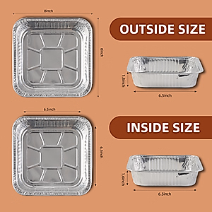 Fecolmena 50 PCS Disposable Aluminum Foil Pans, Multipurpose Square Air Fryer Liners, Safe Food Contact Grade Material & High Temperature Resistant for Oven/Air Fryer/Barbecue/Gas Stoves Bake& Cook