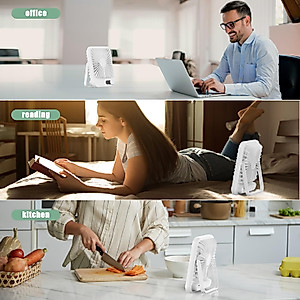 Travel Fan for Sleeping, Portable Fan for Travel Rechargeable with Digital Display, 100 Speed Wind Personal USB Fan with Variable Speed Knob, Small Desk Fan for Bedroom Travel Essentials, White