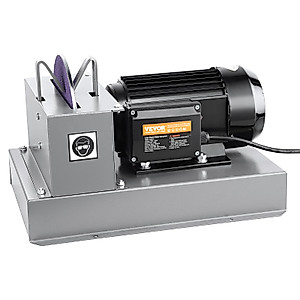 VEVOR Lawn Mower Blade Sharpener, 1HP 750W Lawnmower Blade Grinder with 9-inch Ceramic Grinding Wheel, Powerful Bench Mower Sharpening Machine for High/Low Lift Blades, Gator Blades, Flat Blades