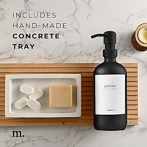 MaisoNovo Soap Dispenser 3-Piece Set | 16.9oz Black Bottles with Black Stainless Steel Pumps