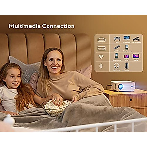 Native 1080P WiFi Projector, AKIYO 300'' Max Phone Projector Support iOS & Android, Portable Mini Movie Projector for Home and Outdoor, Support HDMI, USB, TV Stick, DVD, PS5, Carrying Case Included