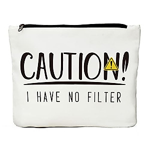 JIUWEIHU Funny Gifts for Women, Girlfriend Birthday Gifts for Female, Mom, Wife, Sisters, Coworker - Friendship Gifts, Fun Makeup Bag Sarcastic Gifts for Her, Friend Makeup Bag -I Have No Filter
