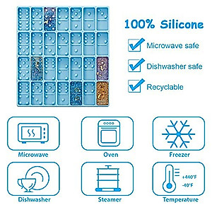 Domino Mold for Epoxy Domino Mold for Resin Candy Molds Clay Mold Dominoes Molds 28 Cavities Silicone Mold for Pendant Epoxy Molds Cake Jewelry Making Tool (Blue,125 Gram)