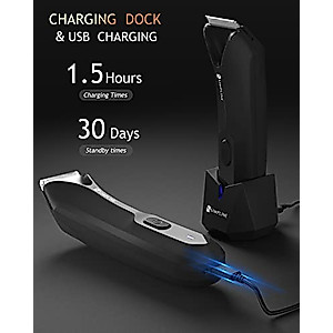 Body Hair Trimmer for Men, Pubic Hair Trimmer with Led Light, Waterproof Ball Trimmer for Men Body Groomer, Electric Groin Hair Trimmer Body Shaver for Men with 3 Replaceable Guard Comb,Charging Dock