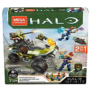 Mega Construx Halo Warthog Rally Vehicle Halo Infinite Construction Set with Master Chief Character Figure, Building Toys for Kids