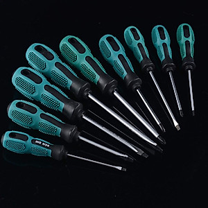 ZRSJ Screwdriver Set, 9pcs Phillips Slotted Screwdriver Set Magnetic Head Repair Tool Kit Manual Repair Tool (Size : Nine-Piece Set)
