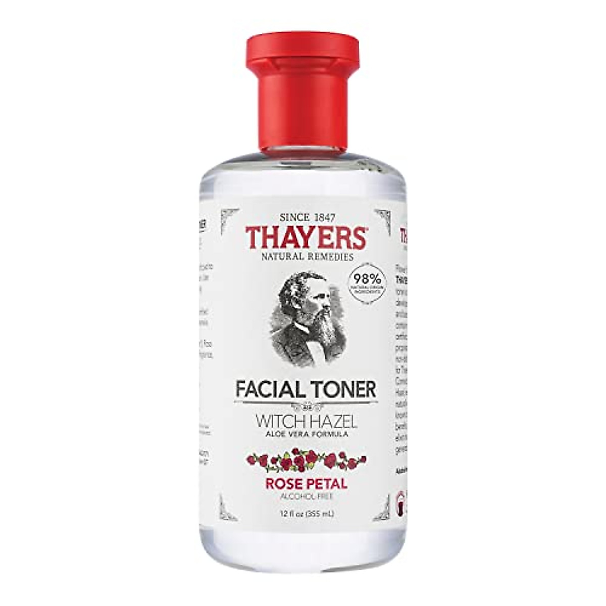 Thayers Facial Toner, Witch Hazel with Aloe Vera, Rose Petal, 12 Fl Oz