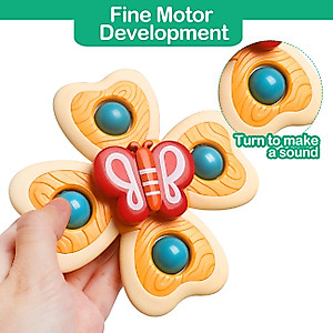 NAODONGLI Sensory Suction Cup Toys for 1 Year Old Boys Girls Baby Simple Dimple Fidget Spinner Toys 2-4,6-12,12-18 Months Toddlers Baby Bath Travel Toys for Easter Birthday