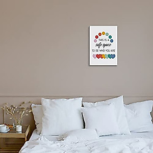 This Is A Safe Space To Be Who You Are Wall Art Prints Artwork Decor for Mental Health Themed Canvas Wall Art Prints,Bathroom Bedroom Living Room Home Counseling Office Decorations,11"x14"