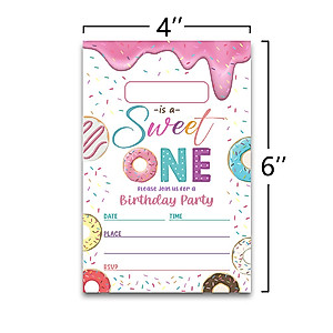 FujLoy Donut Sweet One Birthday Party Invitation,Sweet One Birthday Party Decorations, Donut Themed Birthday Party Supplies.（045）