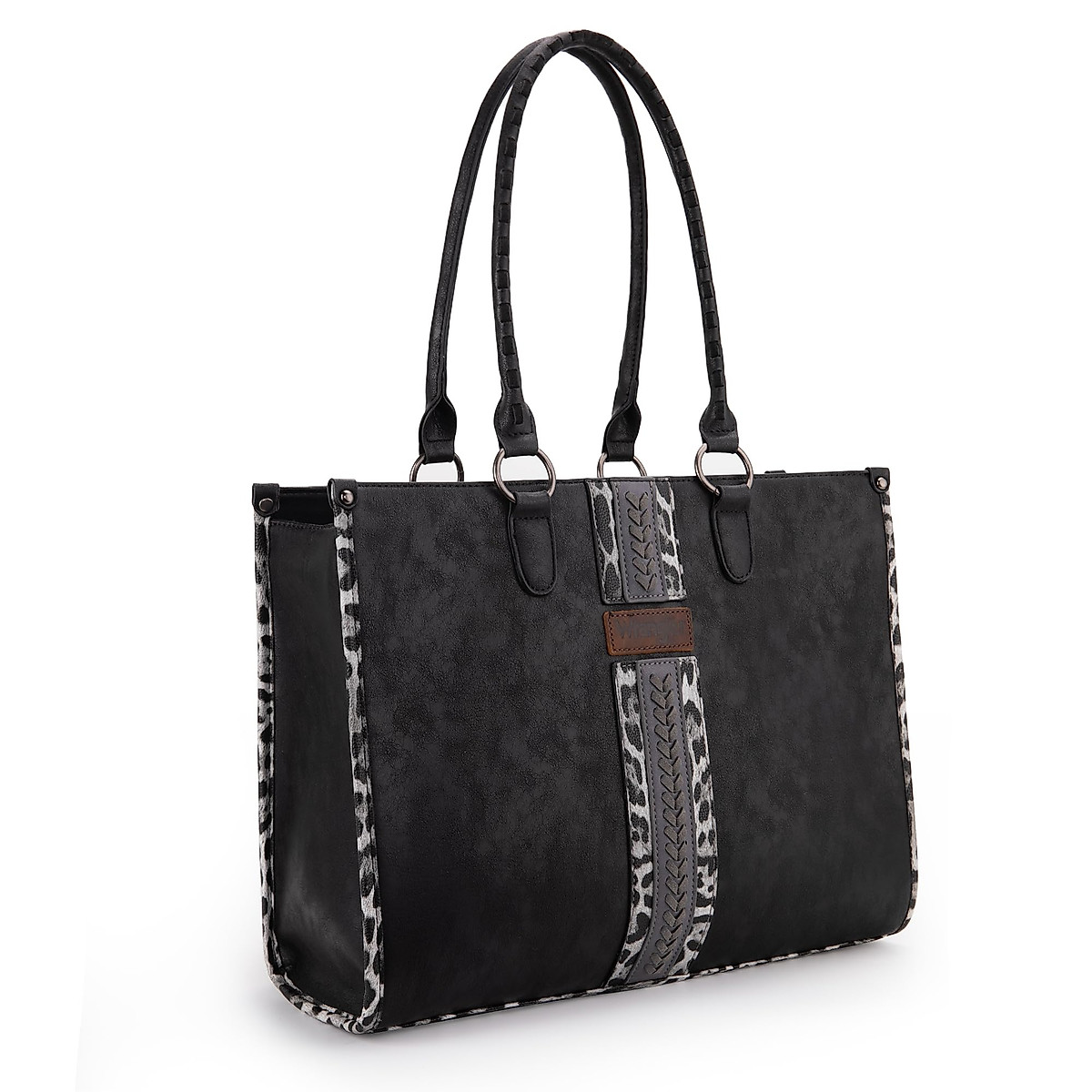 Wrangler Leopard Print Tote Bag for Women Western Top Handle Woven Hobo Purse Large Handbags WG83G-8317BK