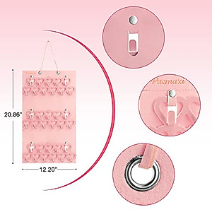 PACMAXI Hanging Headband Holder For Baby Girls, Headbands Organizer For Baby Girls, Baby Bow Holder Organizer W/heart-shape Velvet Hangers, Newborn Bows And Headbands Storage(Pink)