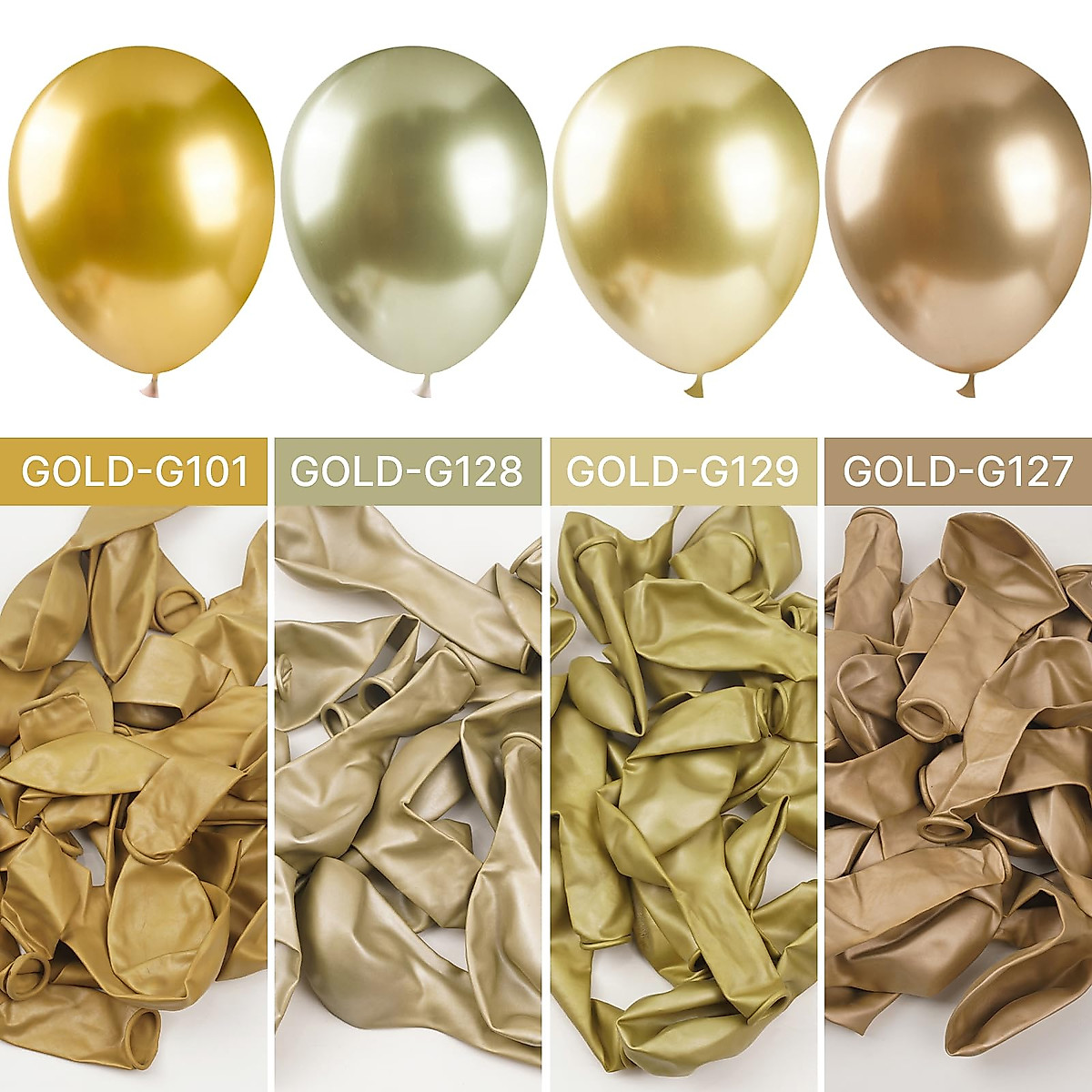 PartyWoo Metallic Gold Balloons, 152 pcs Gold Balloons Different Sizes Pack of 18 12 10 5 Inch Gold Balloon Arch Kit Balloon Garland for Birthday, Graduation, Wedding Party Decorations, Gold-G101