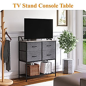 Dresser for Bedroom - Fabric Dresser TV Stand with Charging station, Drawer Dresser Organizer with Wood Top Sturdy Steel Frame, Extra Deep Drawer Storage Tower for Closet Living Room Entryway