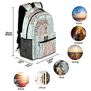 Horse School Backpack for Girls Boys, Animal Flower 16 Inch Kids Backpack Lightweight Water Resistant School Bag Student Bookbag, Laptop Backpack Travel Hiking Camping Daypack
