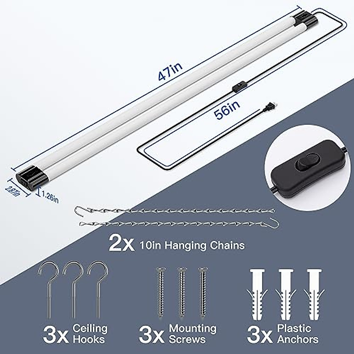 BBOUNDER 14 Pack Linkable LED Utility Shop Light, 4 FT, 6500K Cool Daylight, 4400 LM, 48 Inch Integrated Fixture for Garage, 40W Equivalent 250W, Surface + Suspension Mount, Black