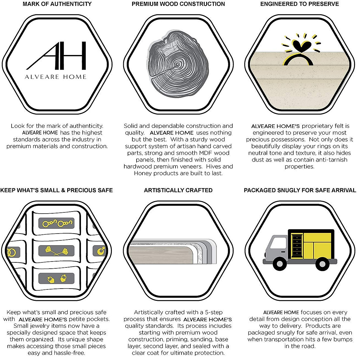 Alveare Home North Locking 7-Drawer Jewelry Armoire – Spacious Organizer with Mirror, Necklace Hooks & Anti-Tarnish Lining, Black