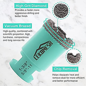 LEKOMESH Diamond Core Drill Bits - 4 Inch with 5/8"-11 Thread Tile Hole Saw Cutter Dry Drilling for Porcelain Ceramic Tile Granite Marble Stone Vacuum Brazed Diamond Drill Bit 100mm