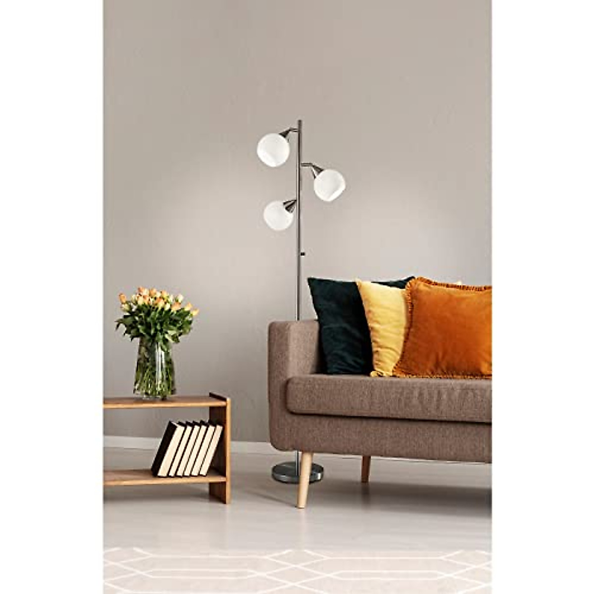 Adesso Home 1533-22 Transitional Three Light Table Lamp in Pwt, Nckl, B/S, Slvr. Finish, 16.00 inches, Brushed Steel