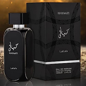 Lattafa Perfumes Premium Collection Hayaati For Men,Hayaati Gold Elixir For Women & Hayaati Makeky EDP-100ML/3.4Oz| Musk & Woody Notes. (Hayaati Men)