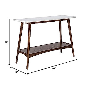 Madison Park Parker Console Tables-Solid Wood, Two-Tone Finish with Lower Storage Shelf Modern Mid-Century Accent Living Room Furniture, Medium, Off-White/Pecan