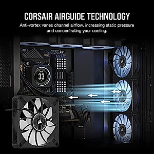 CORSAIR ML120 LED Elite, 120mm Magnetic Levitation White LED Fan with AirGuide, Single Pack, Black